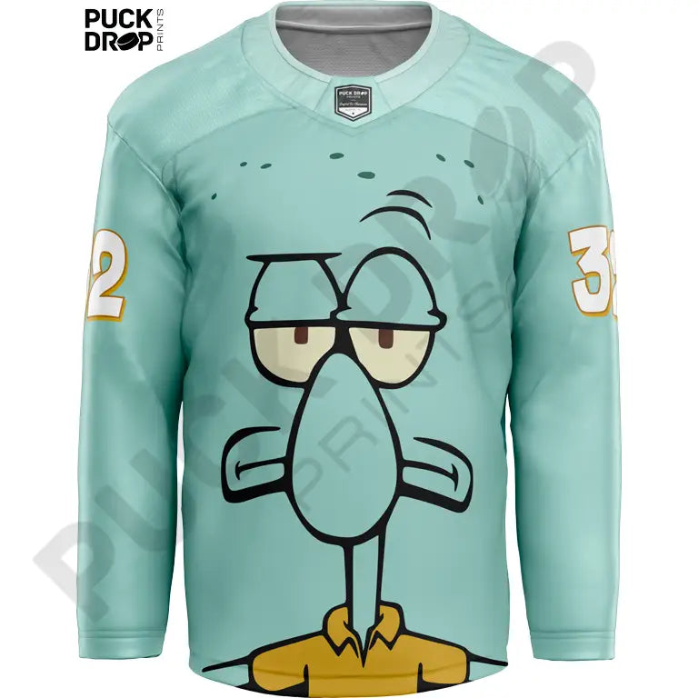 Squidward Custom Hockey Jersey – Puck Drop Prints